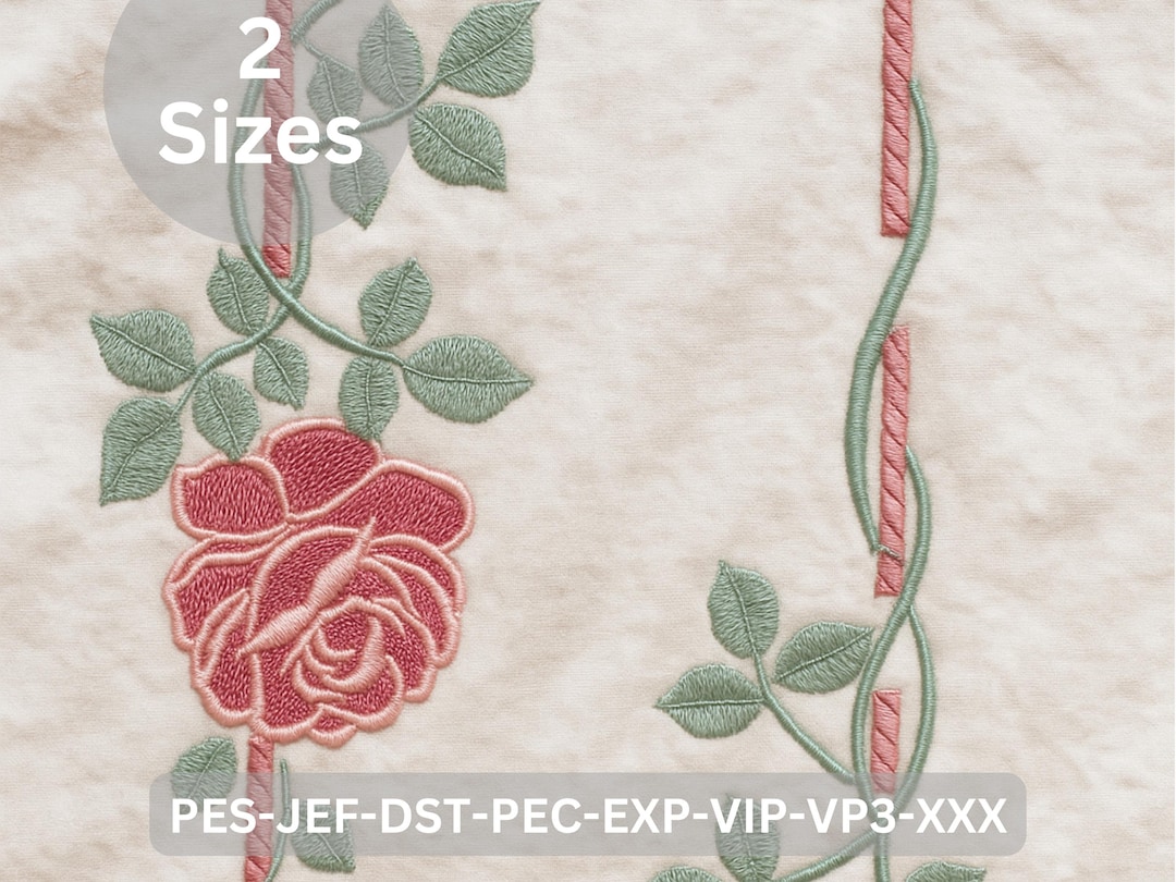 Rose Flower Embroidery Design, Romantic Floral Machine Embroidery ...