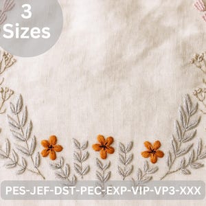 Delicate Floral Wreath Embroidery Design | Botanical Machine Embroidery ...