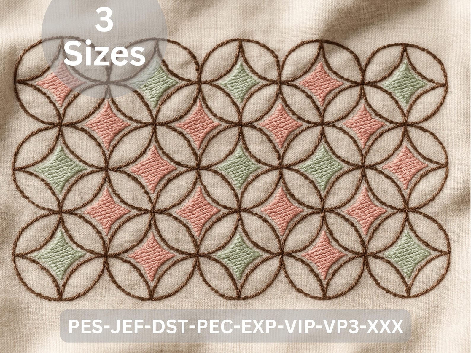 Geometric Overlapping Circles Embroidery Design, 3 Sizes, Modern ...