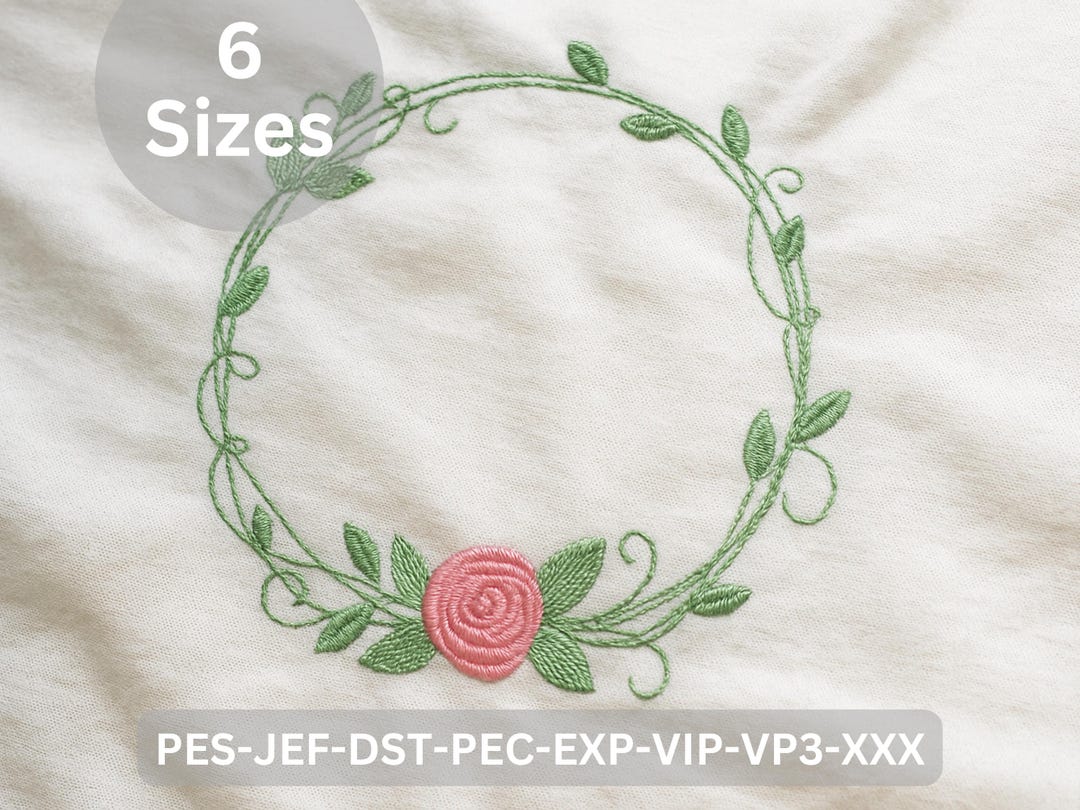 Floral Wreath Embroidery Design Set | Flower Frame Machine Embroidery ...