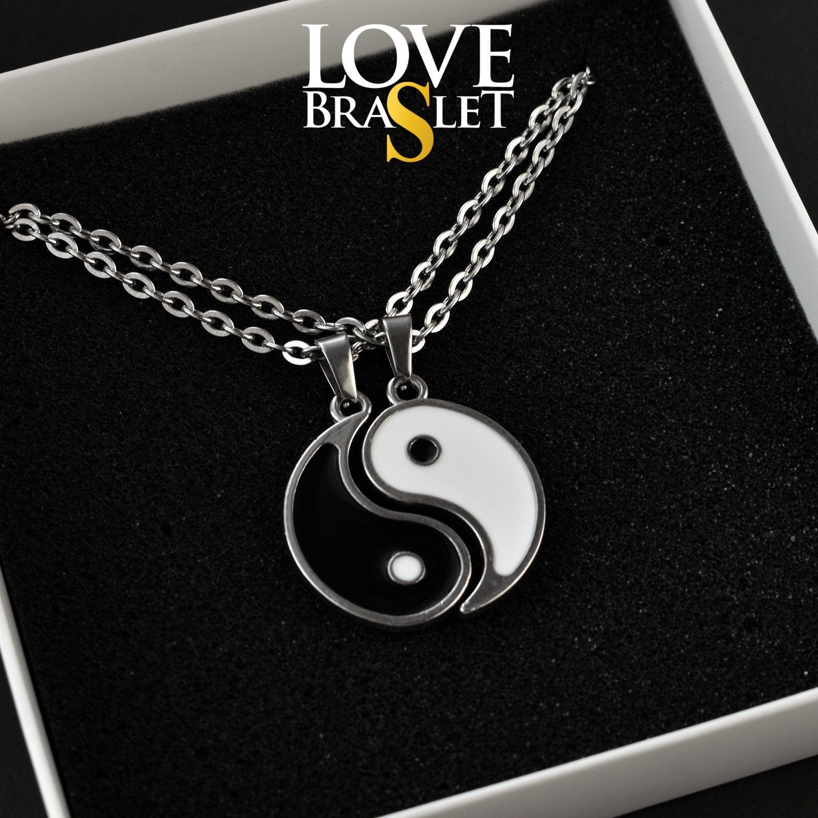 Set of 2 Yin-yang Couple Necklace, Yin-yang Pendant, Sun-moon Necklace ...