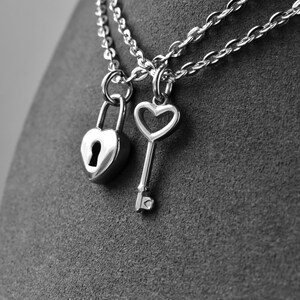 Set of 2 Key and Lock Couple Necklace, Gift for Couples, His and Hers ...