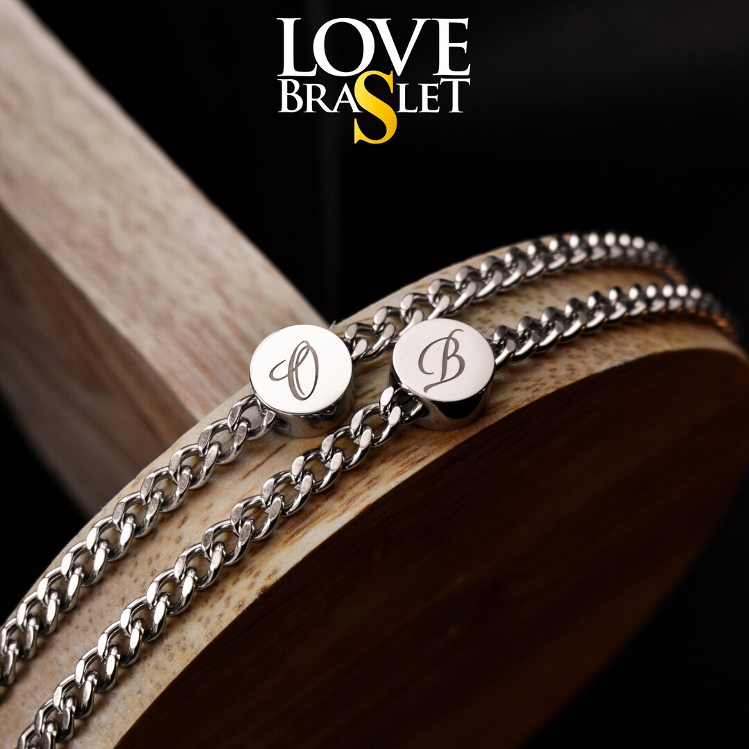 Personalized Initials Couple Bracelets, Custom Matching Bracelet ...