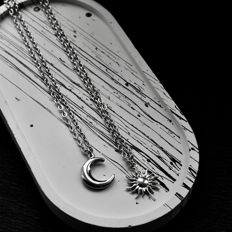 Sun and Moon Couple Necklace Set of 2 Couples Gift His and Her Necklace ...