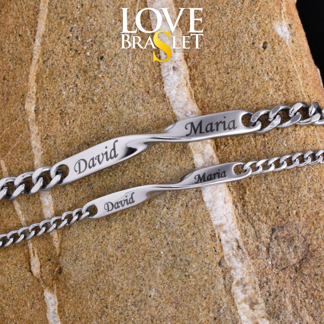 Personalized Name Couple Bracelets Set, Custom Matching Bracelet ...