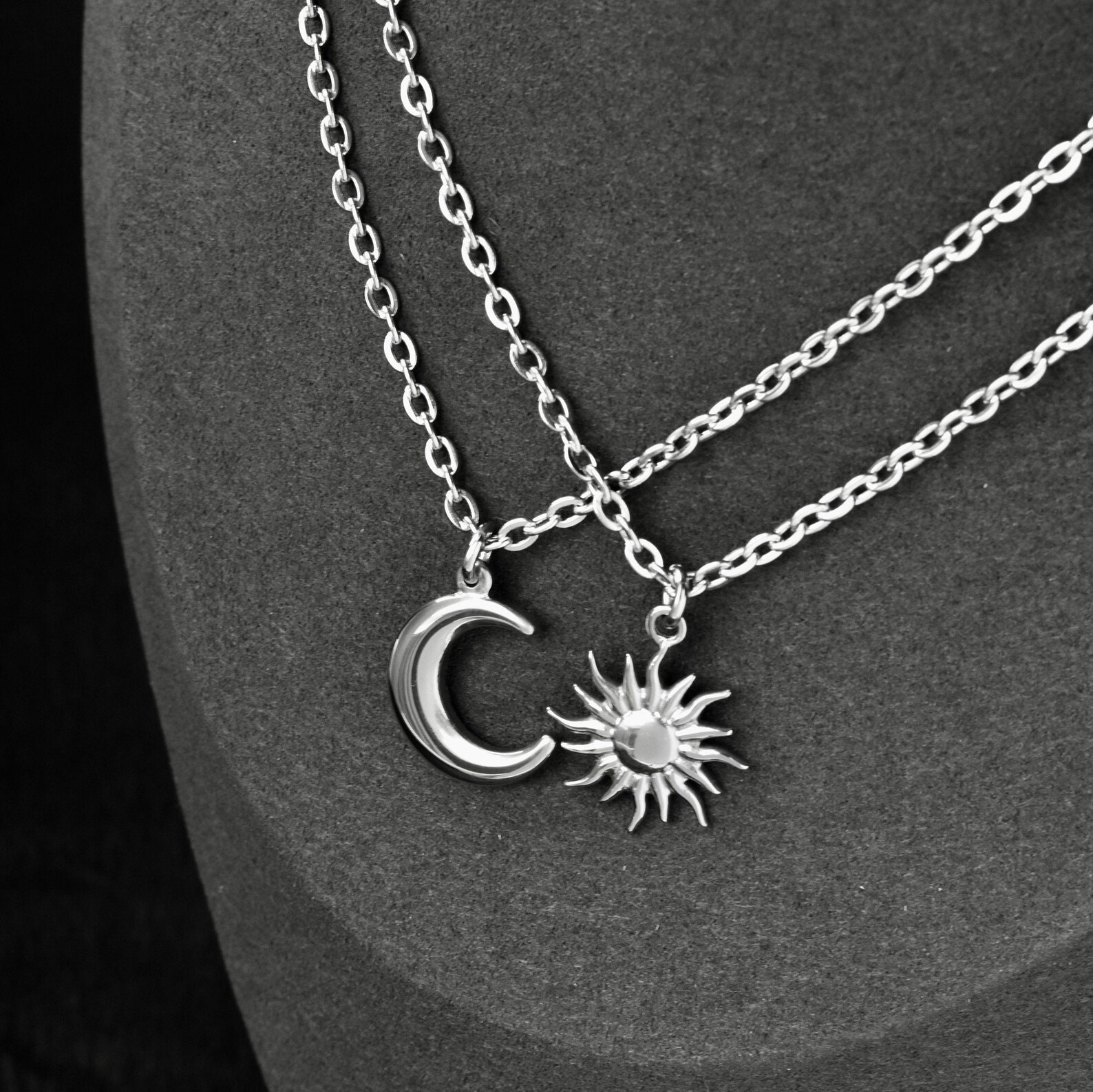 Sun and Moon Couple Necklace Set of 2 Couples Gift His and Her Necklace ...