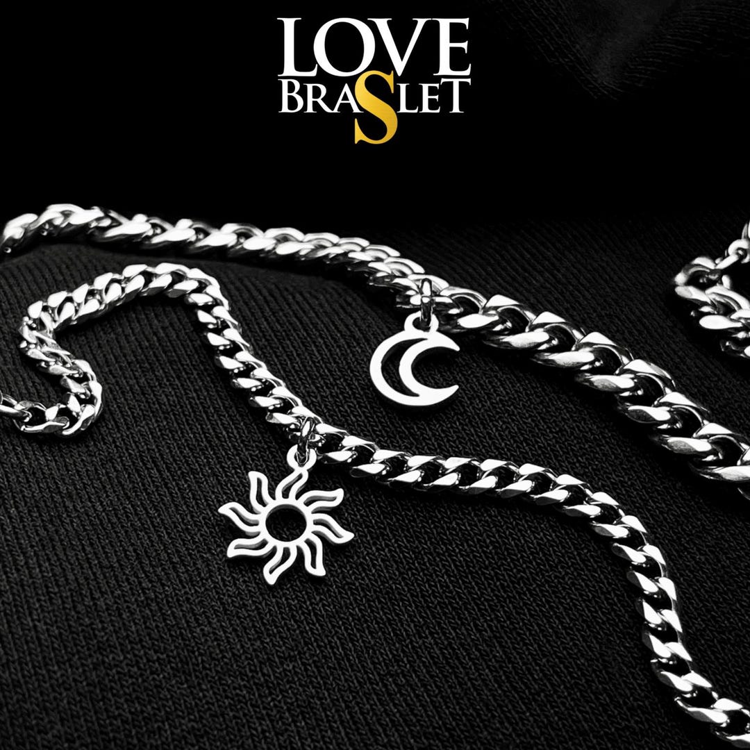 Set of 2 Couples Bracelets With Sun and Moon Charms (stainless Steel ...