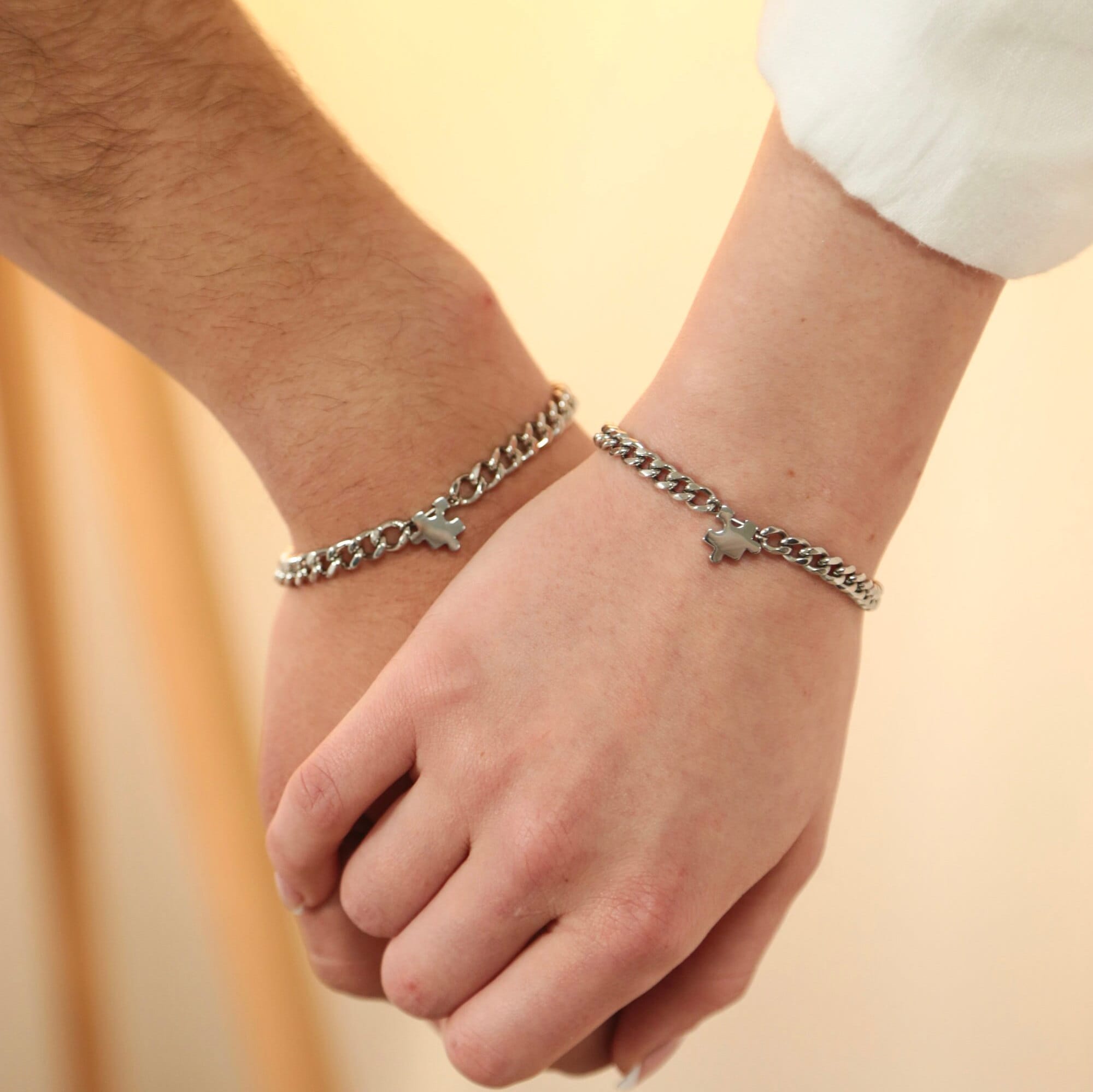 Set of 2 Couple Bracelets With Puzzle Charms(stainless Steel), Gift for ...