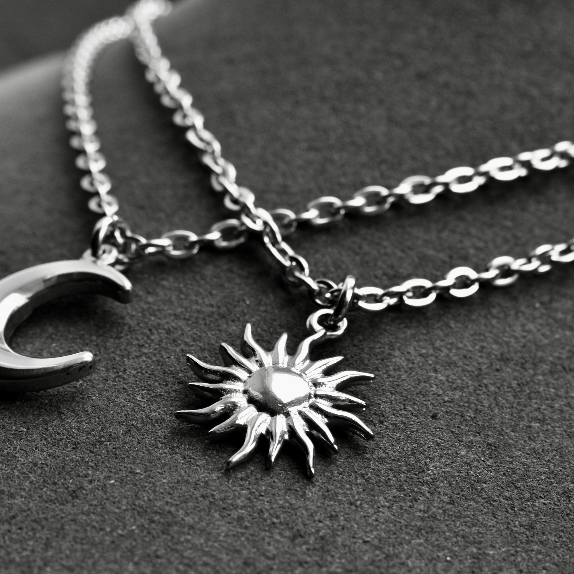 Sun and Moon Couple Necklace Set of 2 Couples Gift His and Her Necklace ...