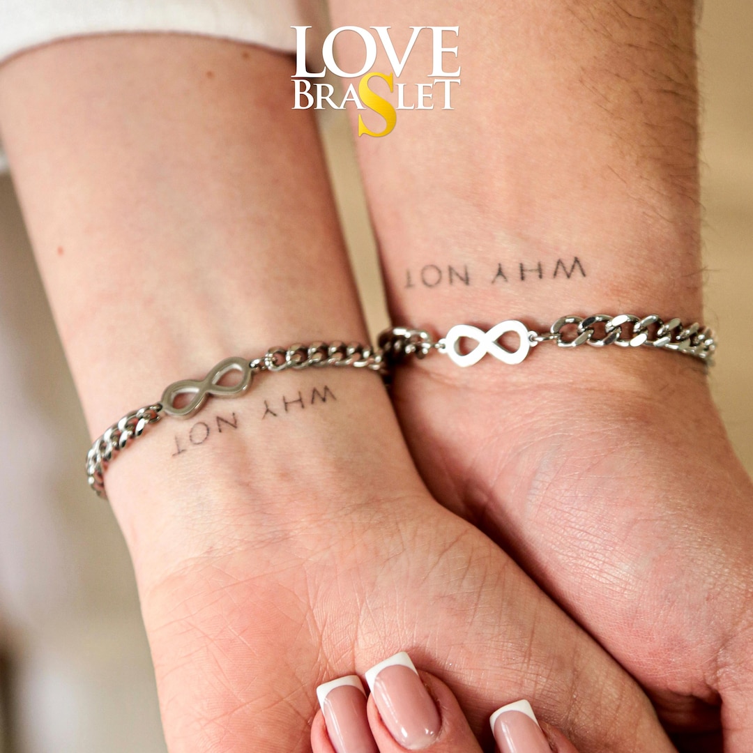 Couple Bracelets With Infinity Symbol Charms & Heart Magnet, Matching ...