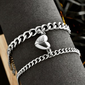 Matching Couples Bracelets With Heart, Relationship Gift for Boyfriend ...