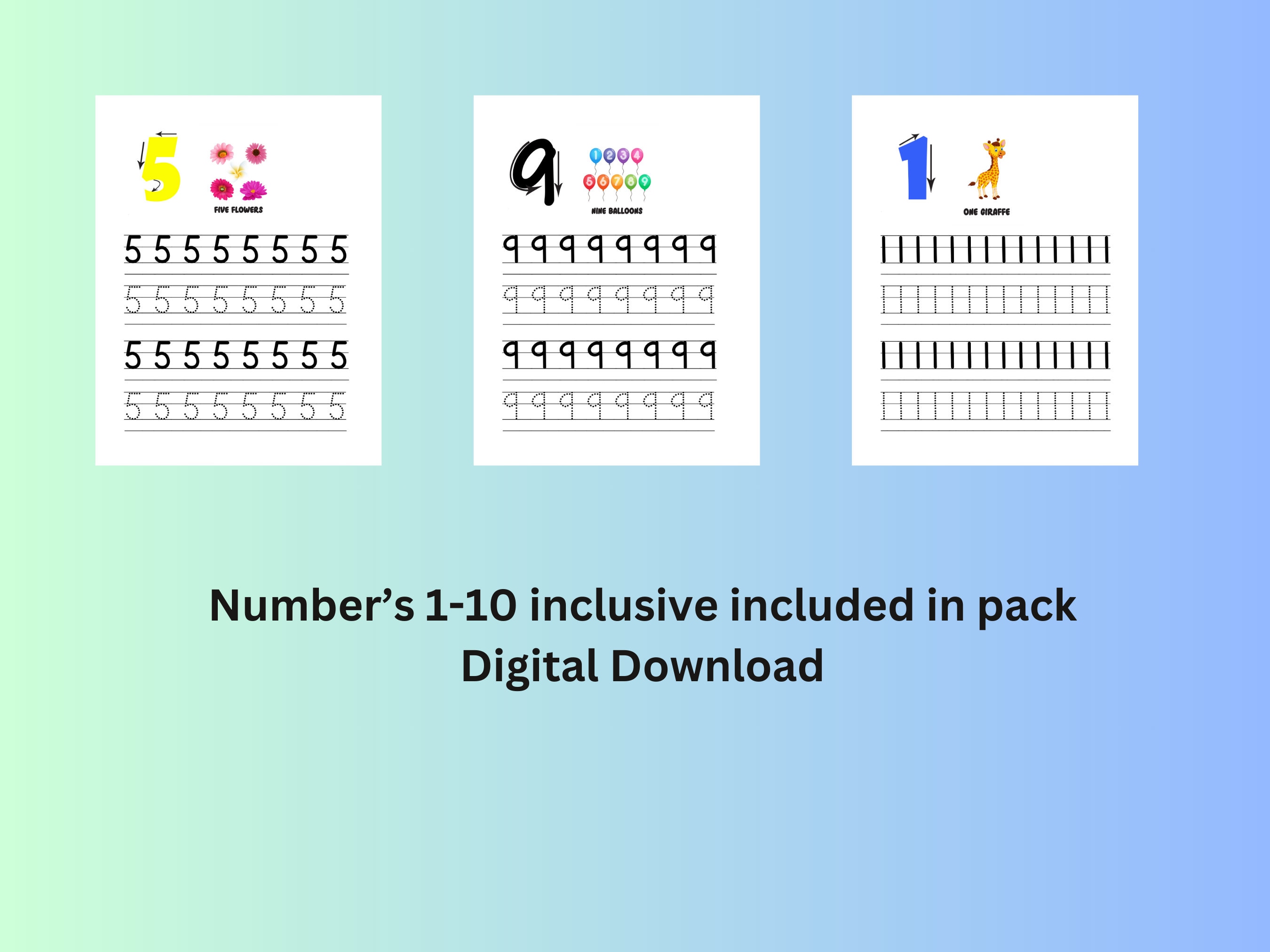Number Tracing Kids Number Tracing Digital Download Number Tracing for ...