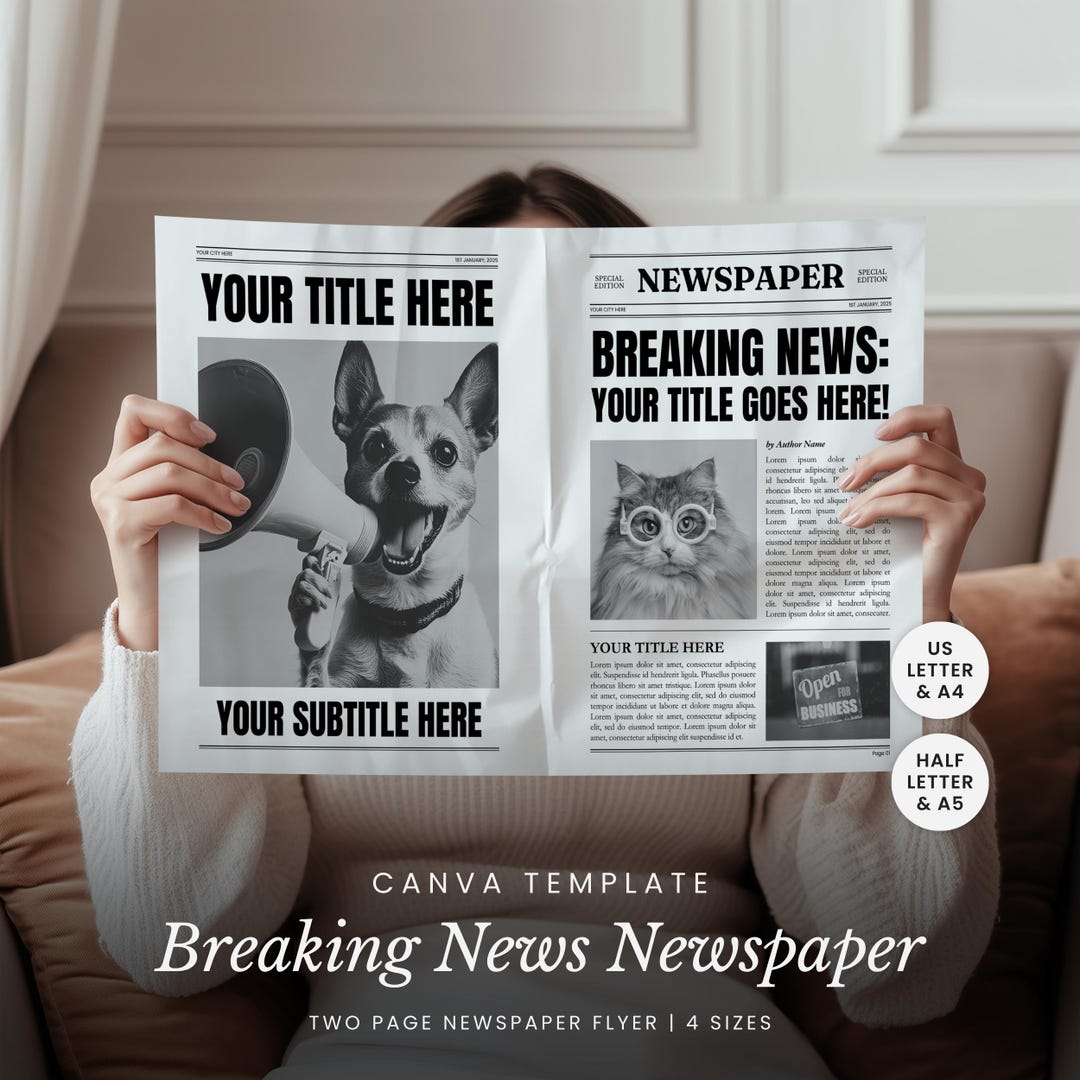 Breaking News Canva Template – Editable Newspaper for Business ...