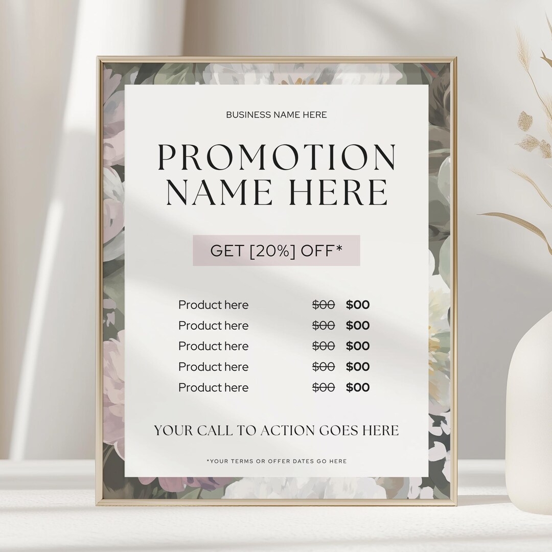 Promotion Price Sign Canva Template - Editable Sign for Shops, Salons ...
