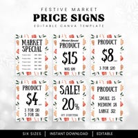 Retro DIY Printable Price Signs Canva Template, Editable Pop-up Shop ...