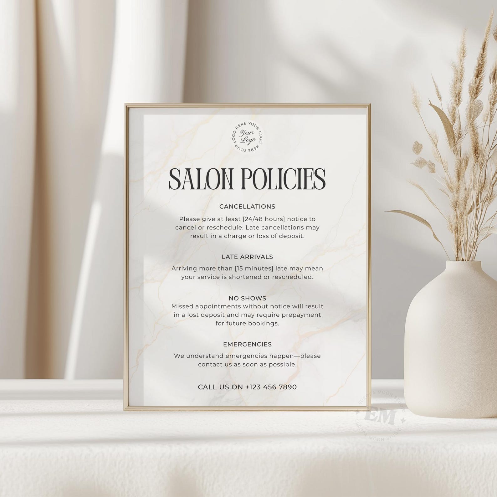Salon Policies Sign Canva Template - Five Sizes - Luxe Cancellation ...