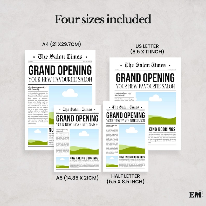 Salon Grand Opening Flyer Canva Template – Editable Newspaper Style ...
