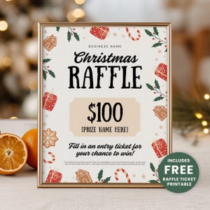 Christmas Raffle Sign Canva Template - Editable Giveaway Sign for ...