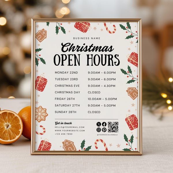 Christmas Shop Opening Hours Poster - Etsy UK