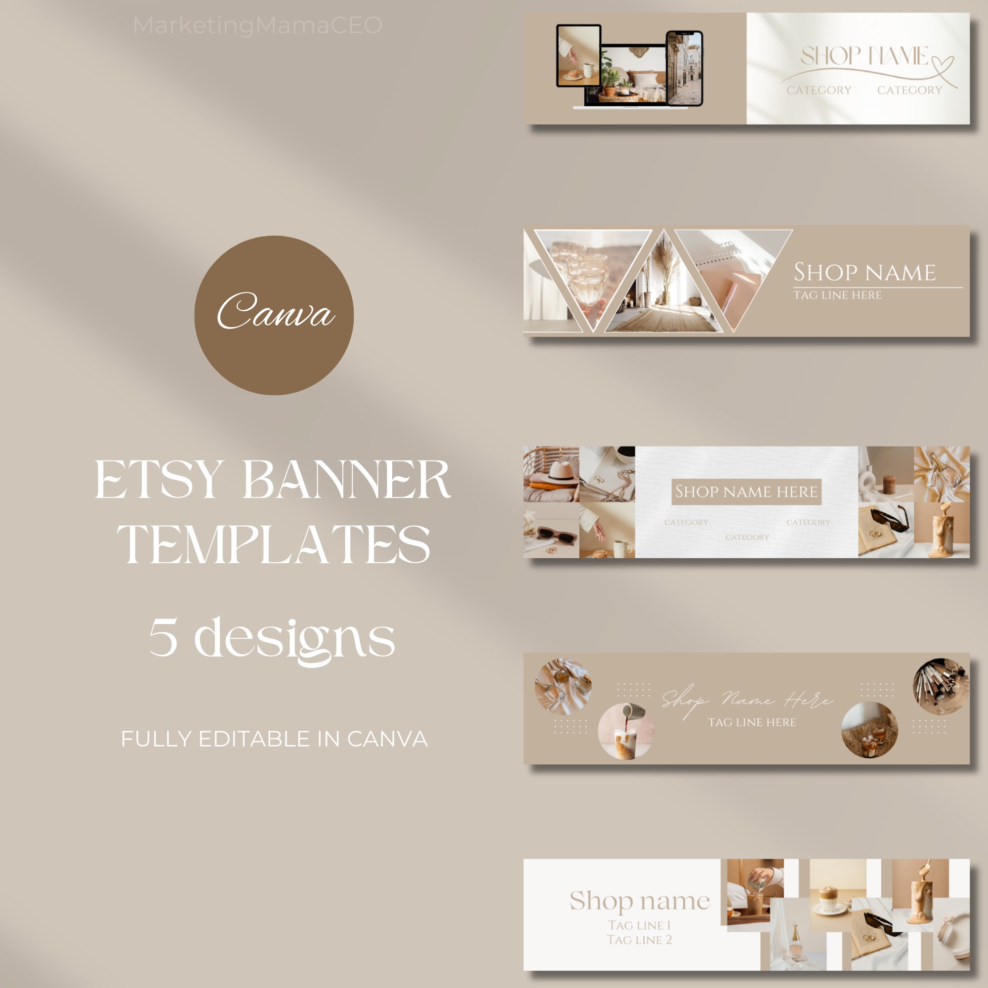 Neutral Etsy Shop Banner Editable Big Banner Etsy Branding Kit Canva ...