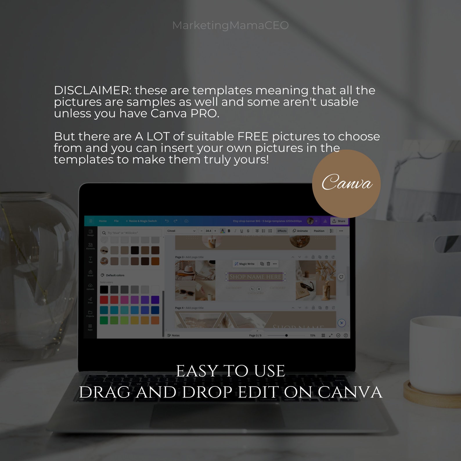 Neutral Etsy Shop Banner Editable Big Banner Etsy Branding Kit Canva ...