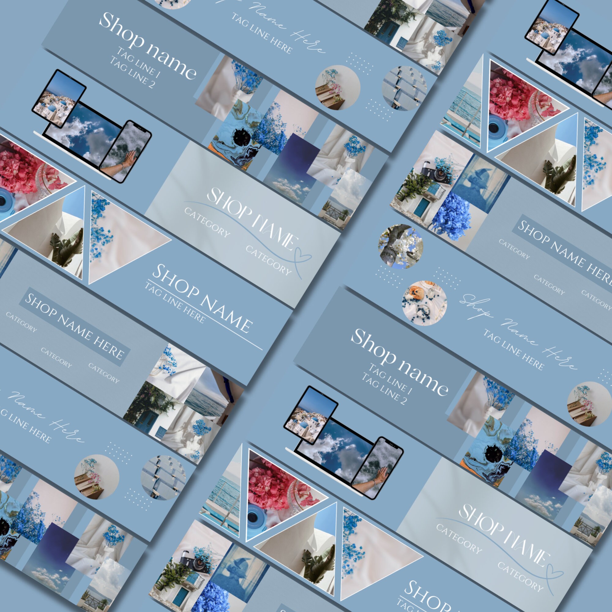 Blue Etsy Shop Banner Editable Big Banner Etsy Branding Kit Canva ...