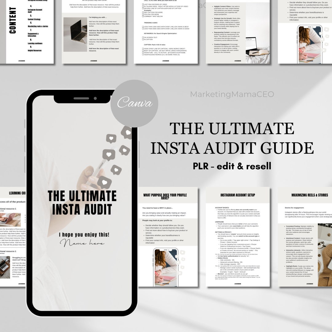 PLR Instagram Growth Guide Editable IG Audit to Resell Instagram ...