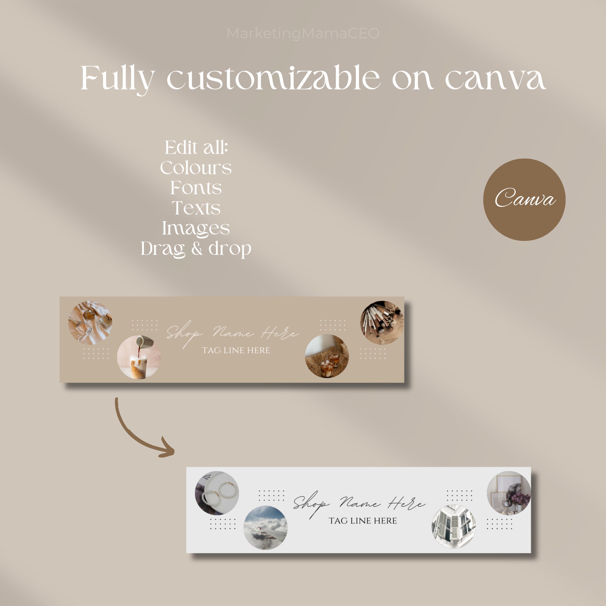 Neutral Etsy Shop Banner Editable Big Banner Etsy Branding Kit Canva ...