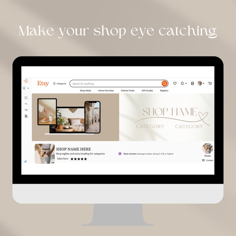 Neutral Etsy Shop Banner Editable Big Banner Etsy Branding Kit Canva ...