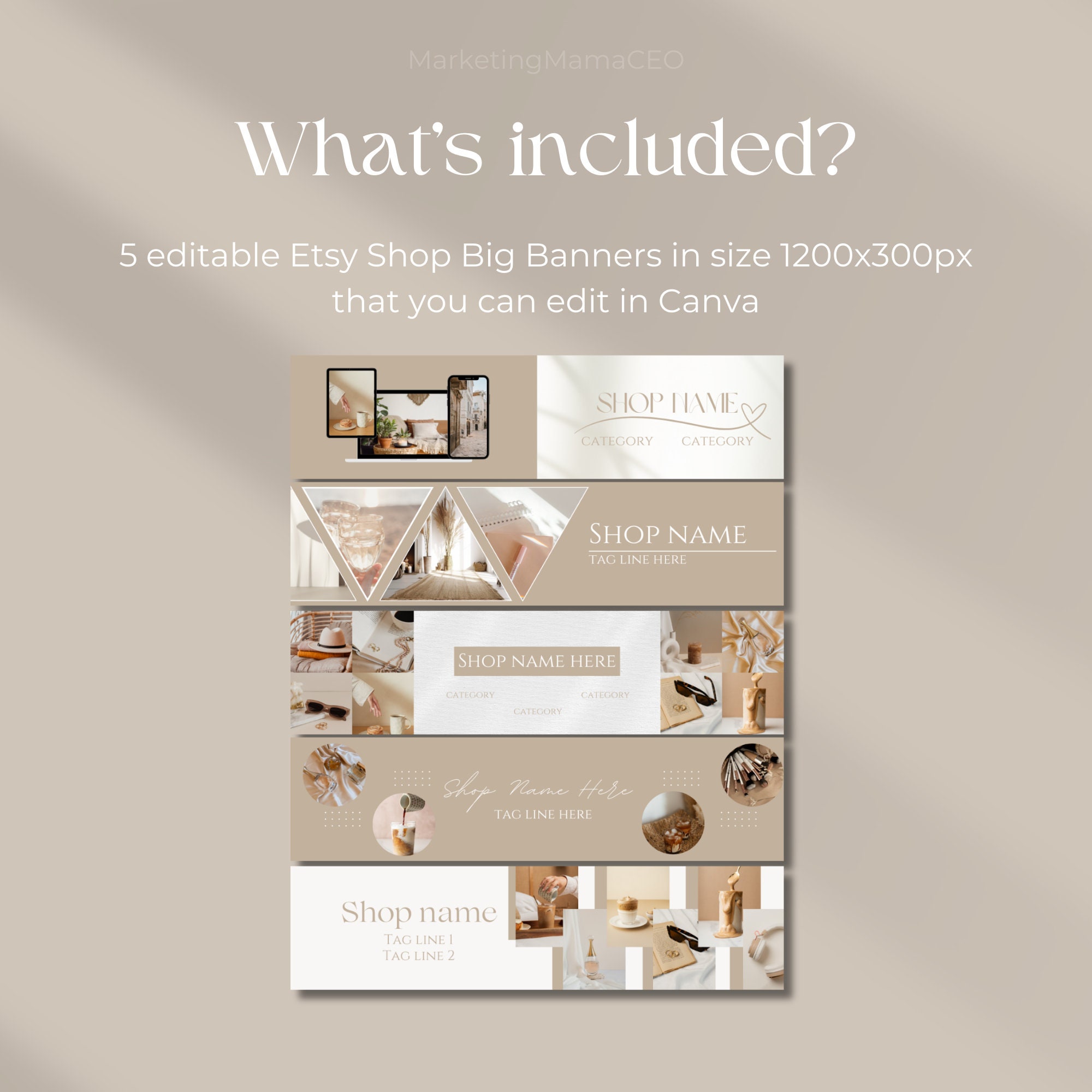 Neutral Etsy Shop Banner Editable Big Banner Etsy Branding Kit Canva ...