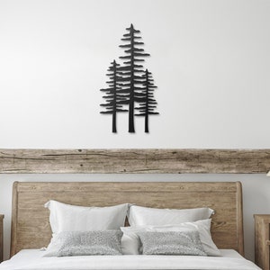 Pine Tree Metal Wall Art, Forest Trees Sign, Cedar Oak Tree Home Decor ...