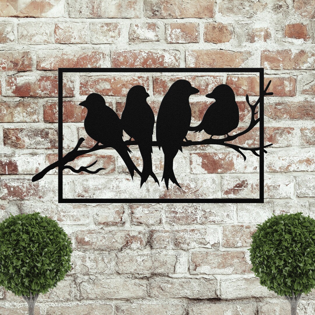 Bird Forest Metal Wall Art, Pine Tree Bird Sign, Hanging Branch Home ...