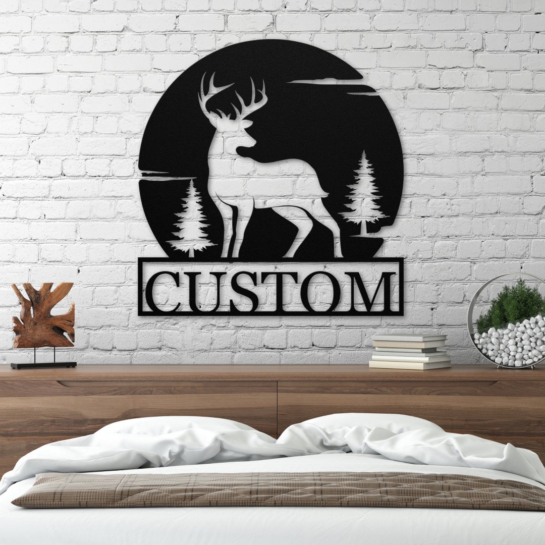 Custom Hunting Name Sign, Personalized Deer Antler Plaque, Outdoor ...