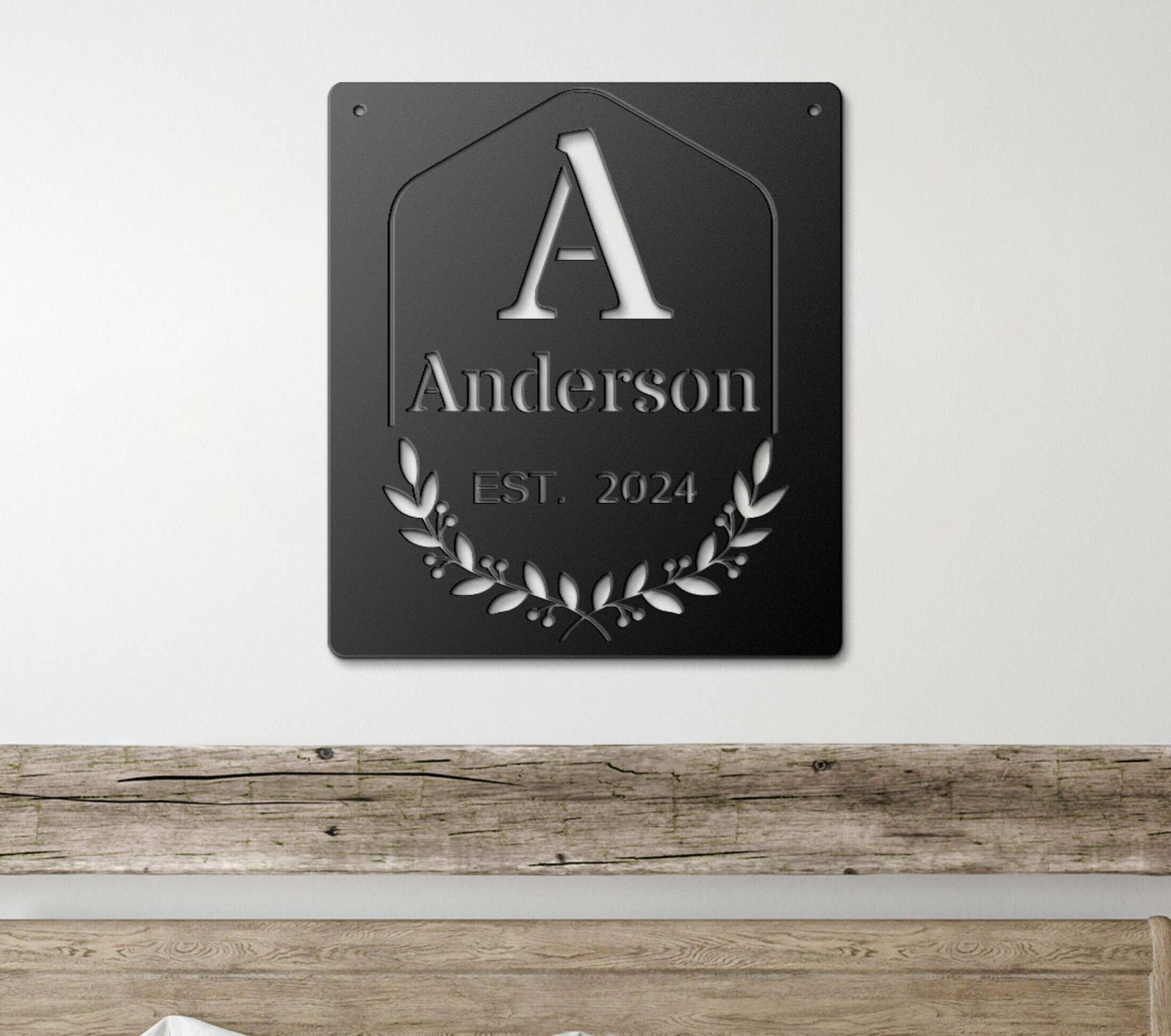 Custom Name Monogram Sign, Personalized Family Initial Plaque, Wedding ...