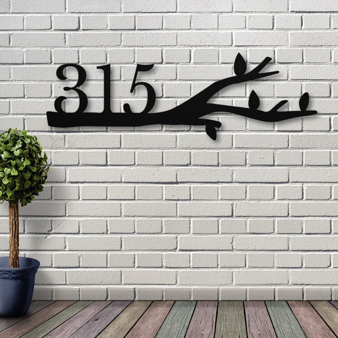 Custom Address Number Sign, Metal Tree Branch Plaque, Front Door Home ...