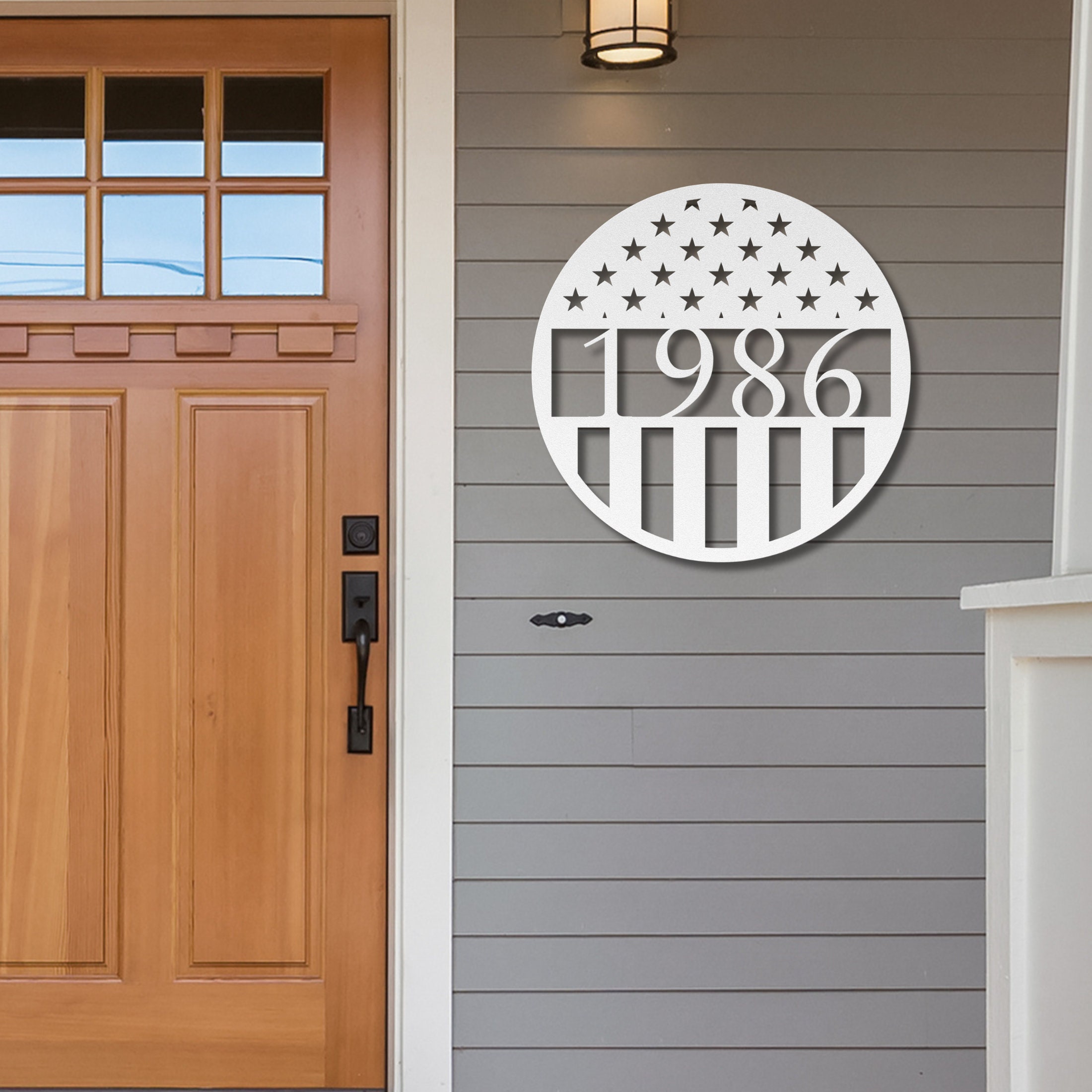 Metal House Number Sign, Custom Address Plaque, Patriotic Flag Home ...