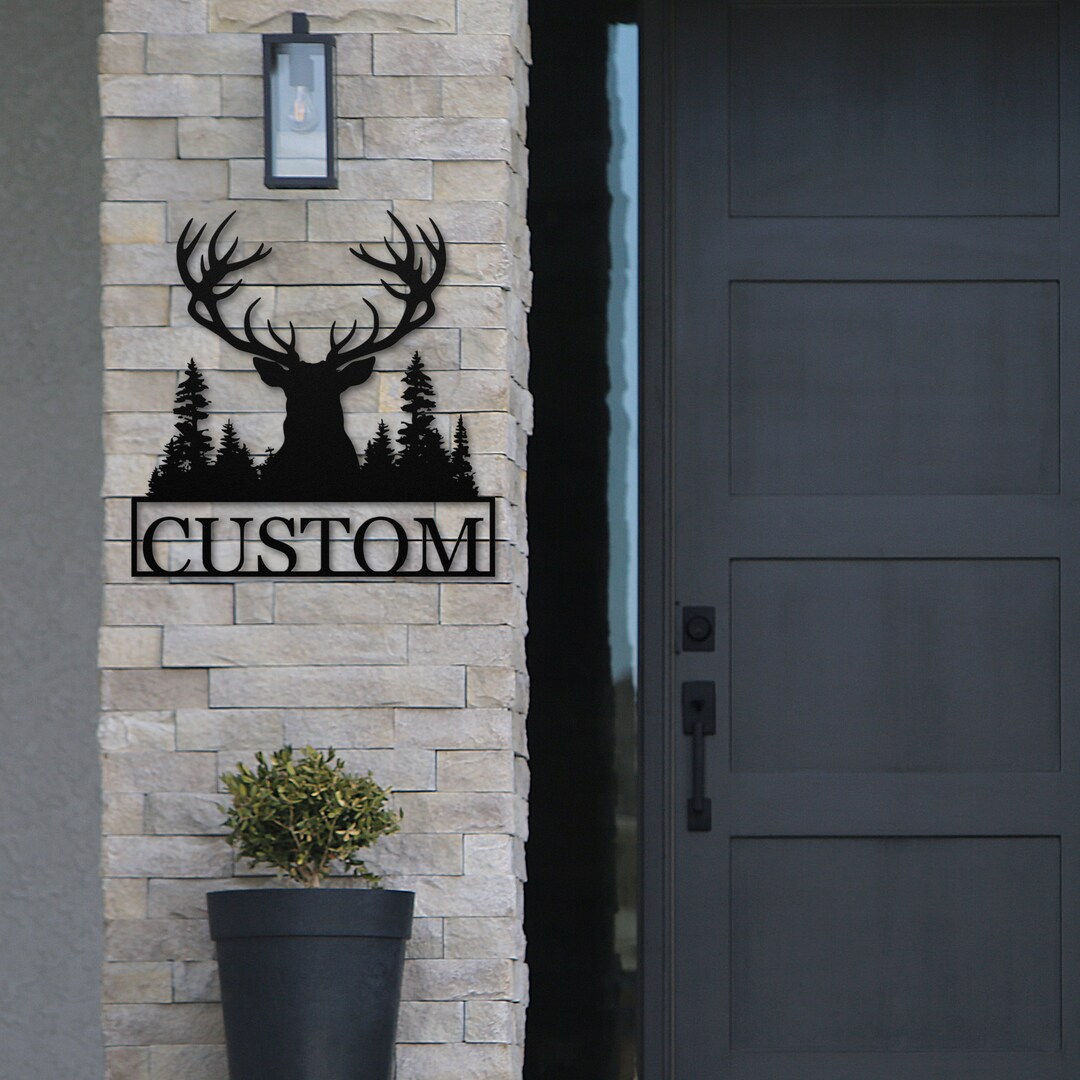 Custom Hunting Name Sign, Personalized Deer Antler Plaque, Outdoor ...