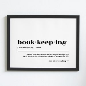 Printable Bookkeeping Dictionary Print, Accounting Decor, Bookkeeper ...