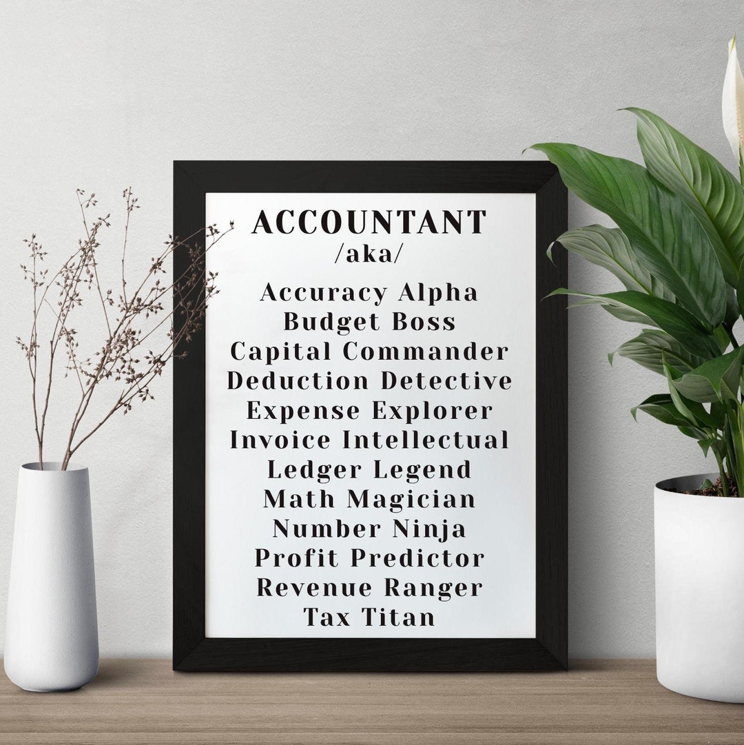 Printable Accountant Nicknames Poster, CPA Office Decor, Accounting ...