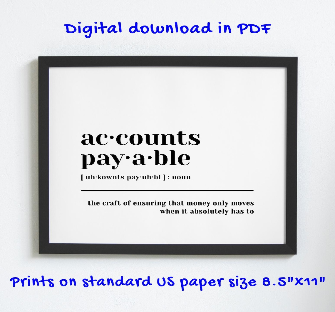 Printable Accounts Payable Definition Poster, Accounting Print ...