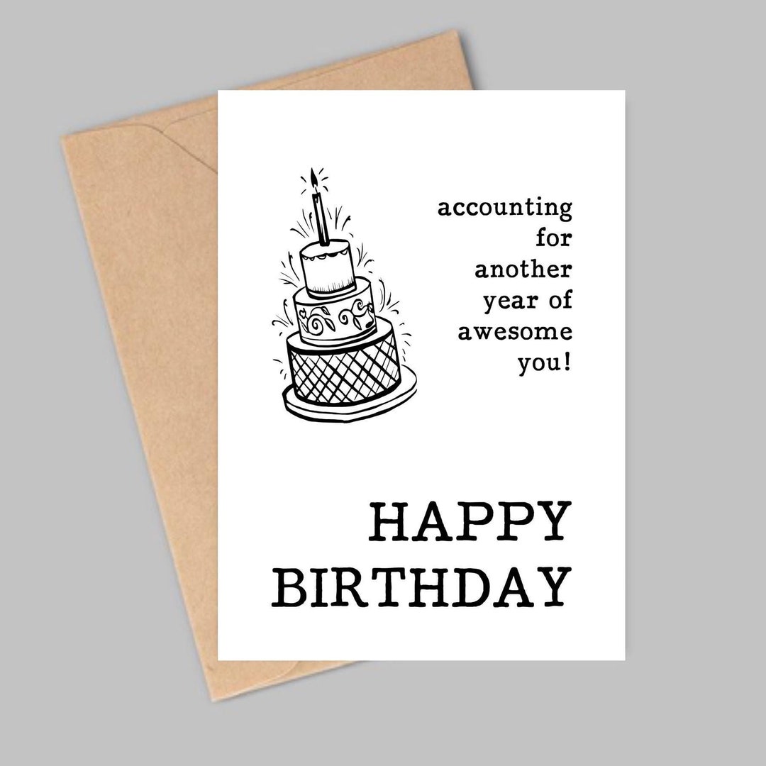 Printable Birthday Card for Coworker, Accounting Theme, Minimalist Co ...