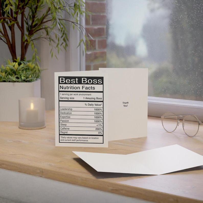 Printable Greeting Card for Bosses Day, Best Boss Nutrition Facts ...