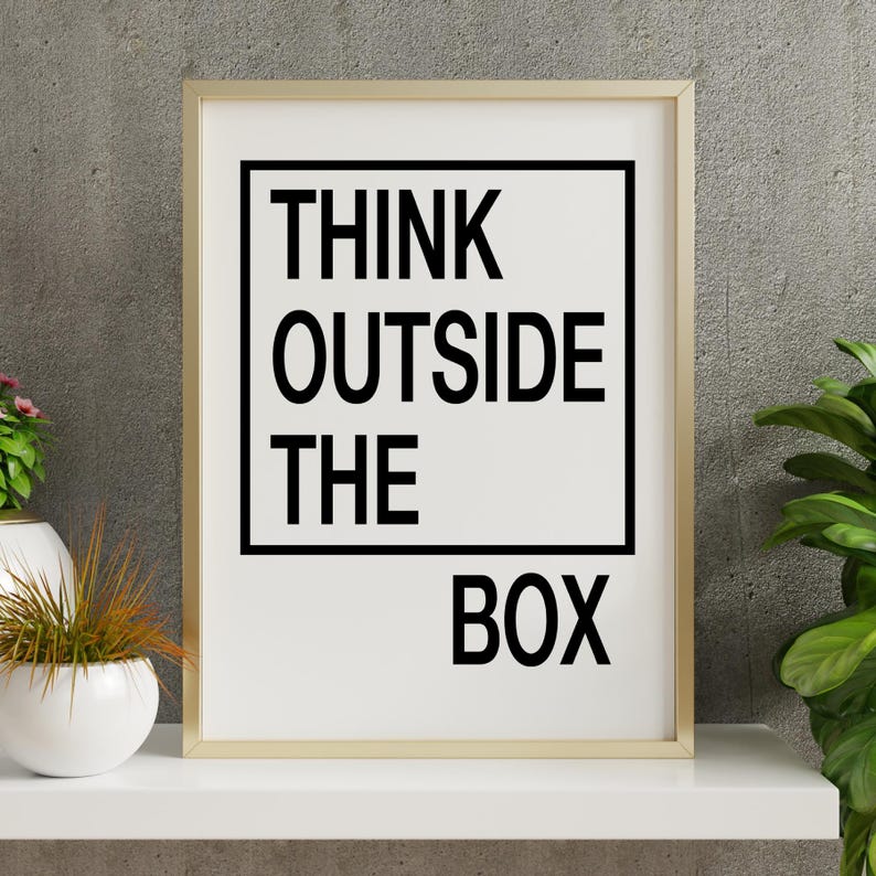 Think Outside the Box Print: Motivational Office Decor (printable PDF 8 ...