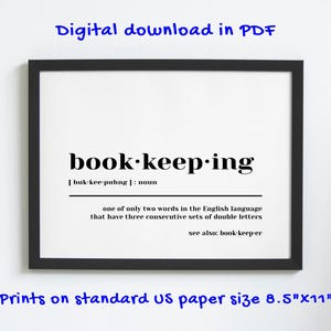 Printable Bookkeeping Dictionary Print, Accounting Decor, Bookkeeper ...