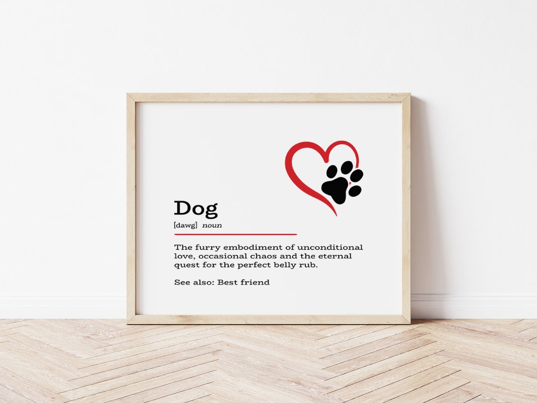Printable Dog Definition Print / Dog Text Art Printable / Dictionary Wall Art Decor / Simple Fun ...
