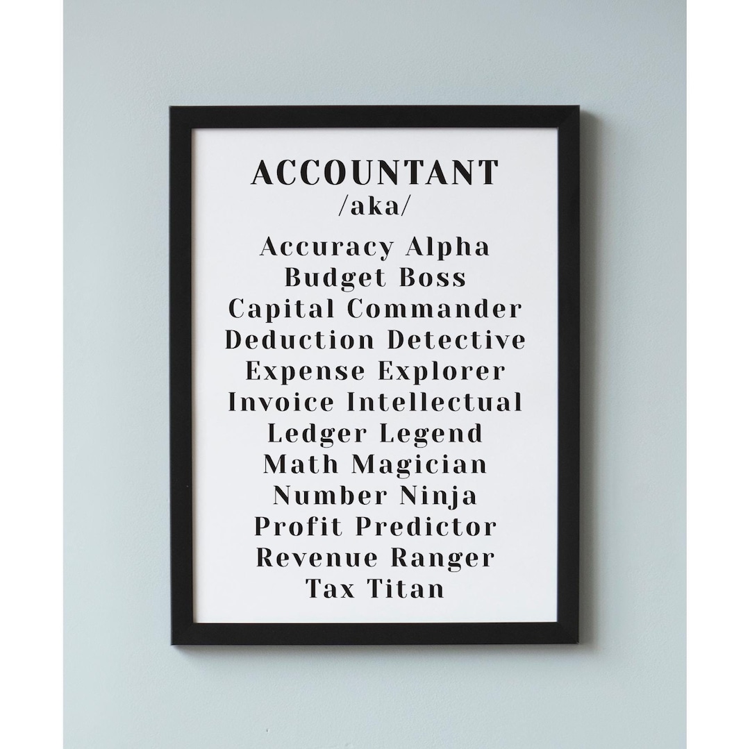 Cartel imprimible de apodos de contable, decoración de oficina de CPA ...