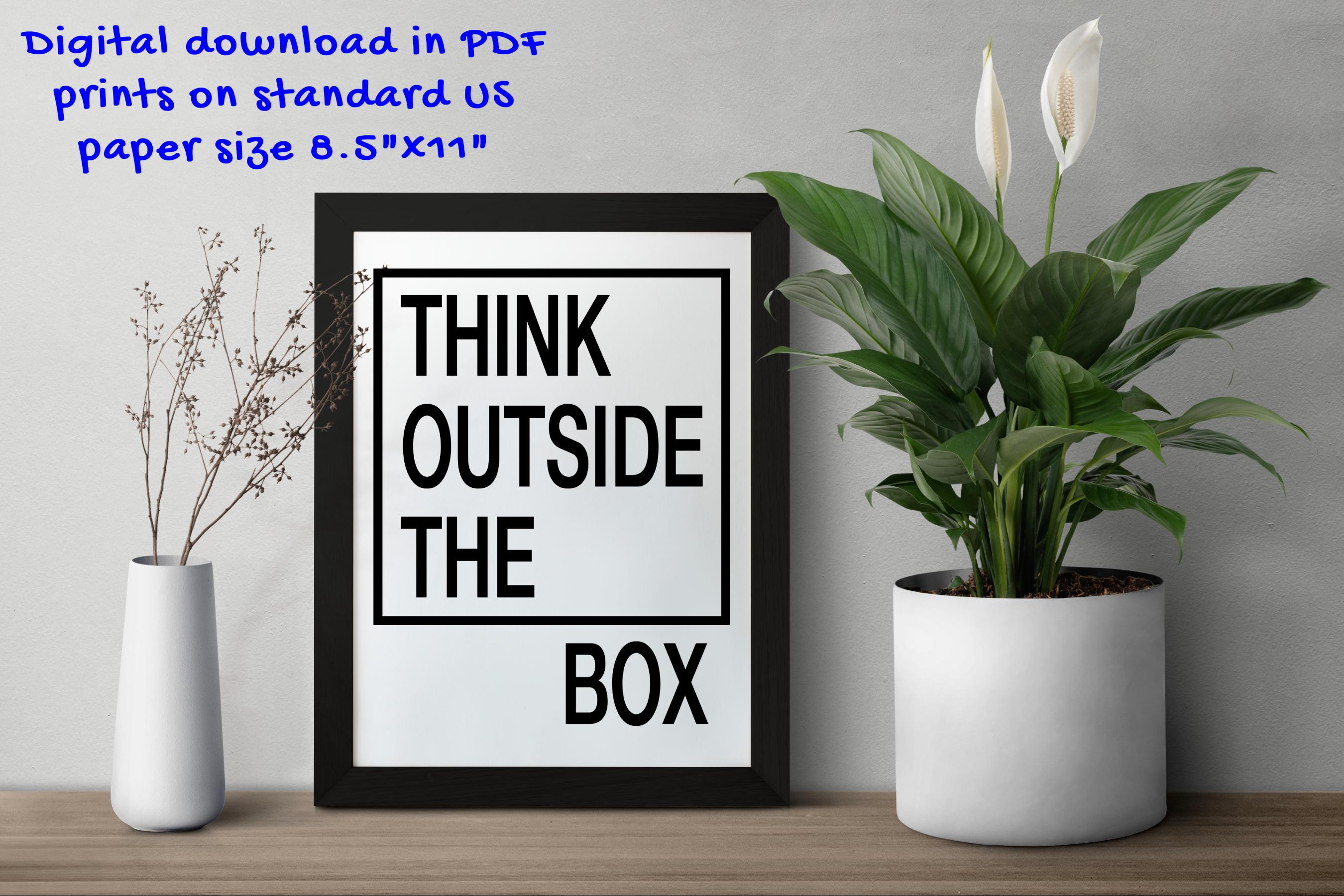 Think Outside the Box Print: Motivational Office Decor (printable PDF 8 ...