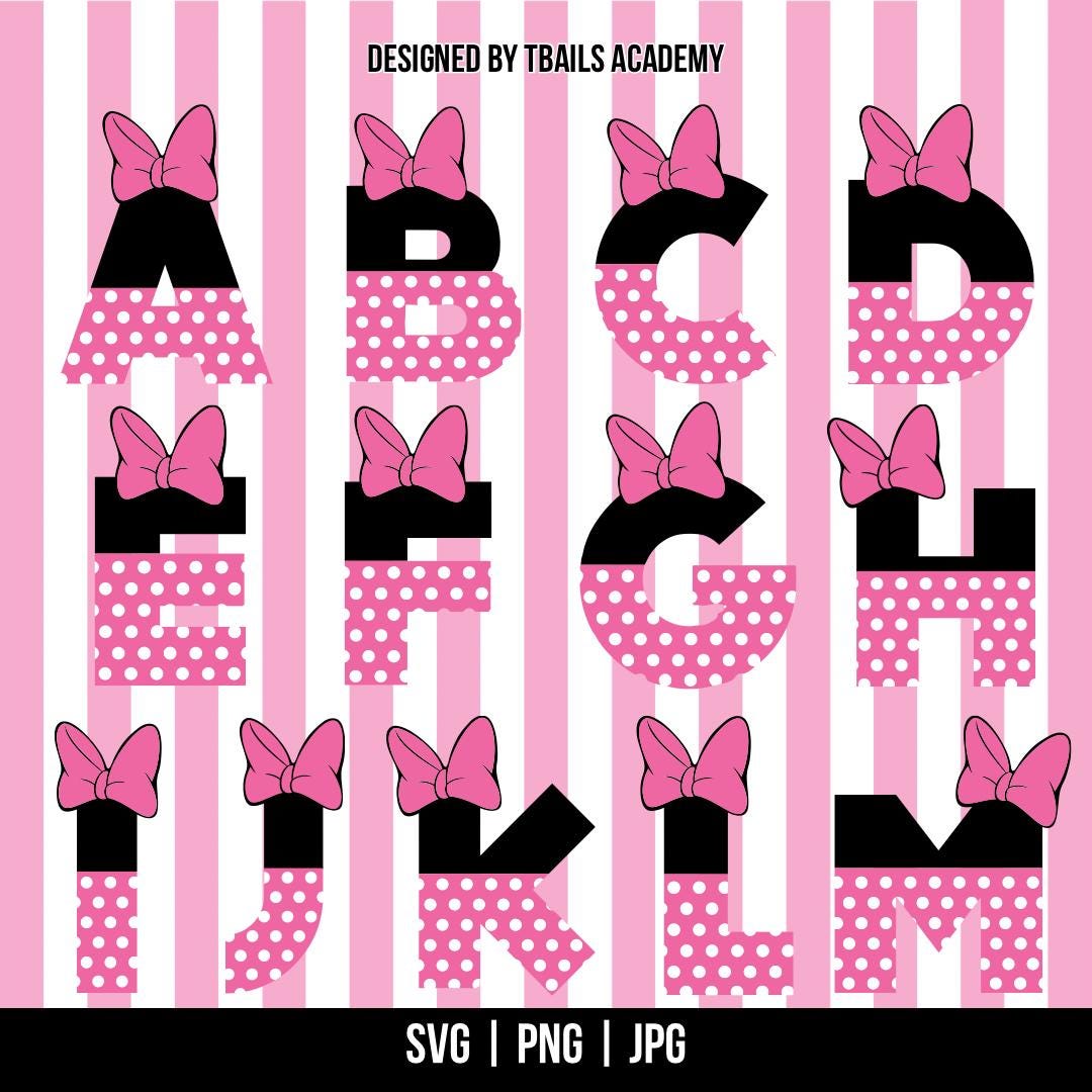 Minnie Mouse Alphabet & Numbers SVG Bundle: Polka Dot Design - Etsy