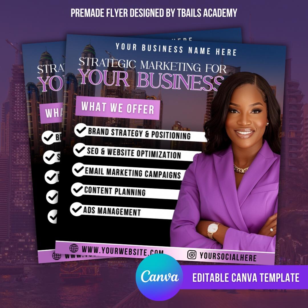Canva Editable Business Coach Flyer Template: Marketing Consultation - Etsy