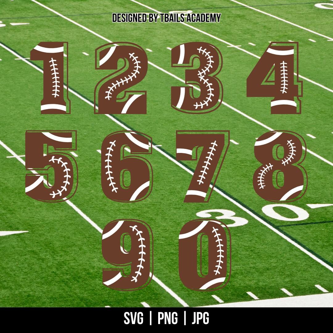 Football Player Numbers SVG Bundle: Customizable Font, PNG, Cricut ...